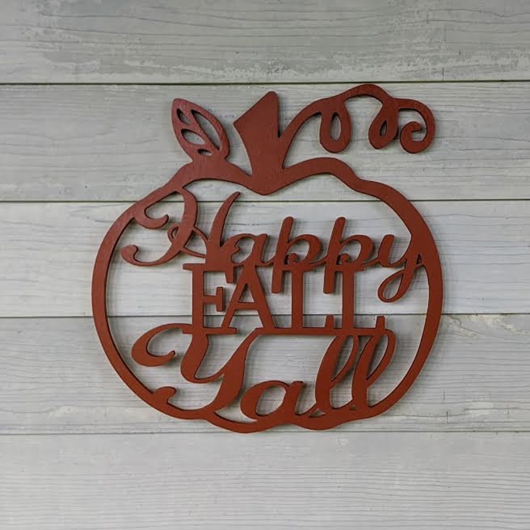 20" Happy Fall Y'all Door Sign Pumpkin Door Hanger Rustic Fall Door ...
