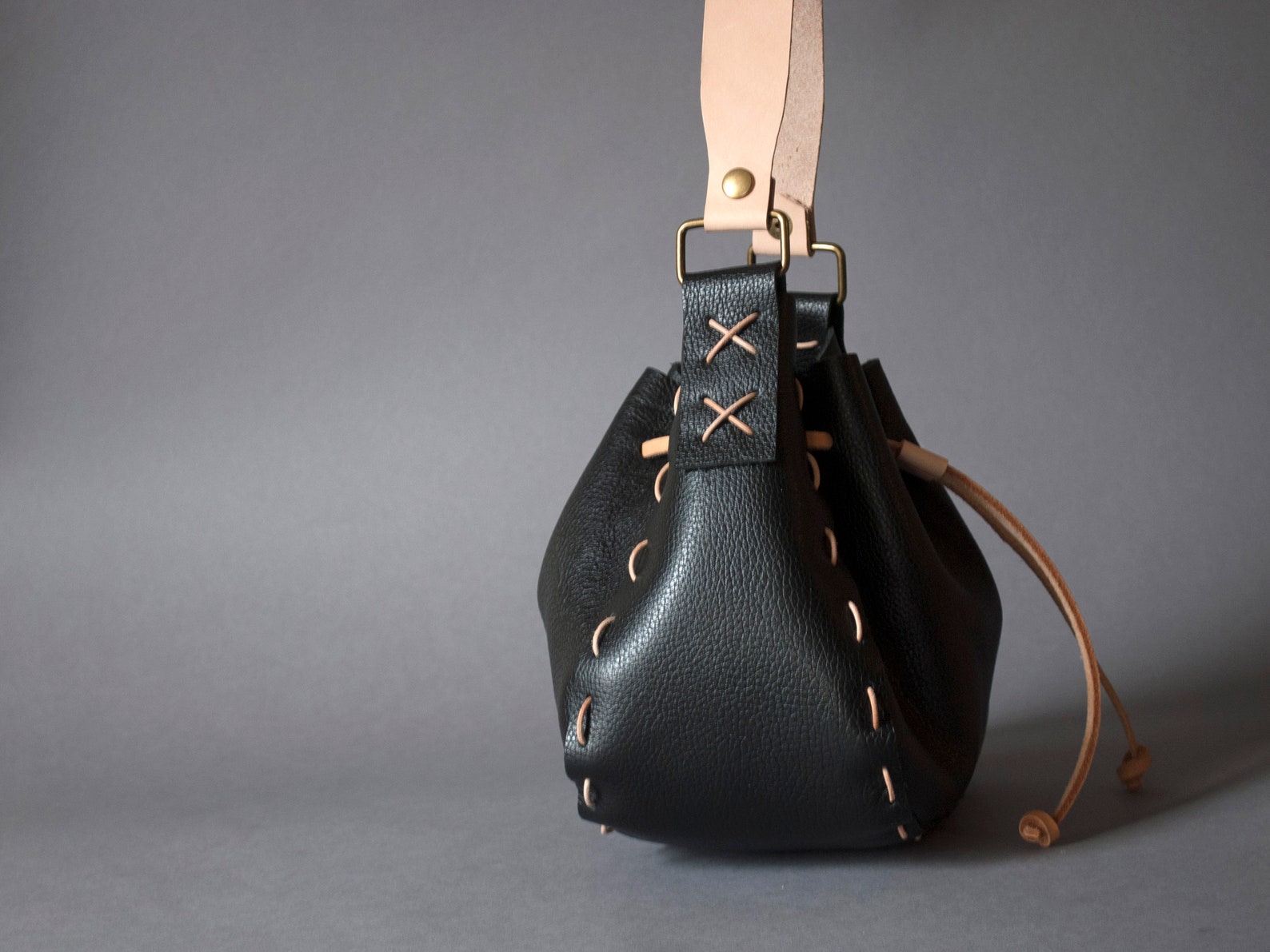 Leather Bucket Bag, Crossbody Leather Purse, Small Black Purse, Mini ...