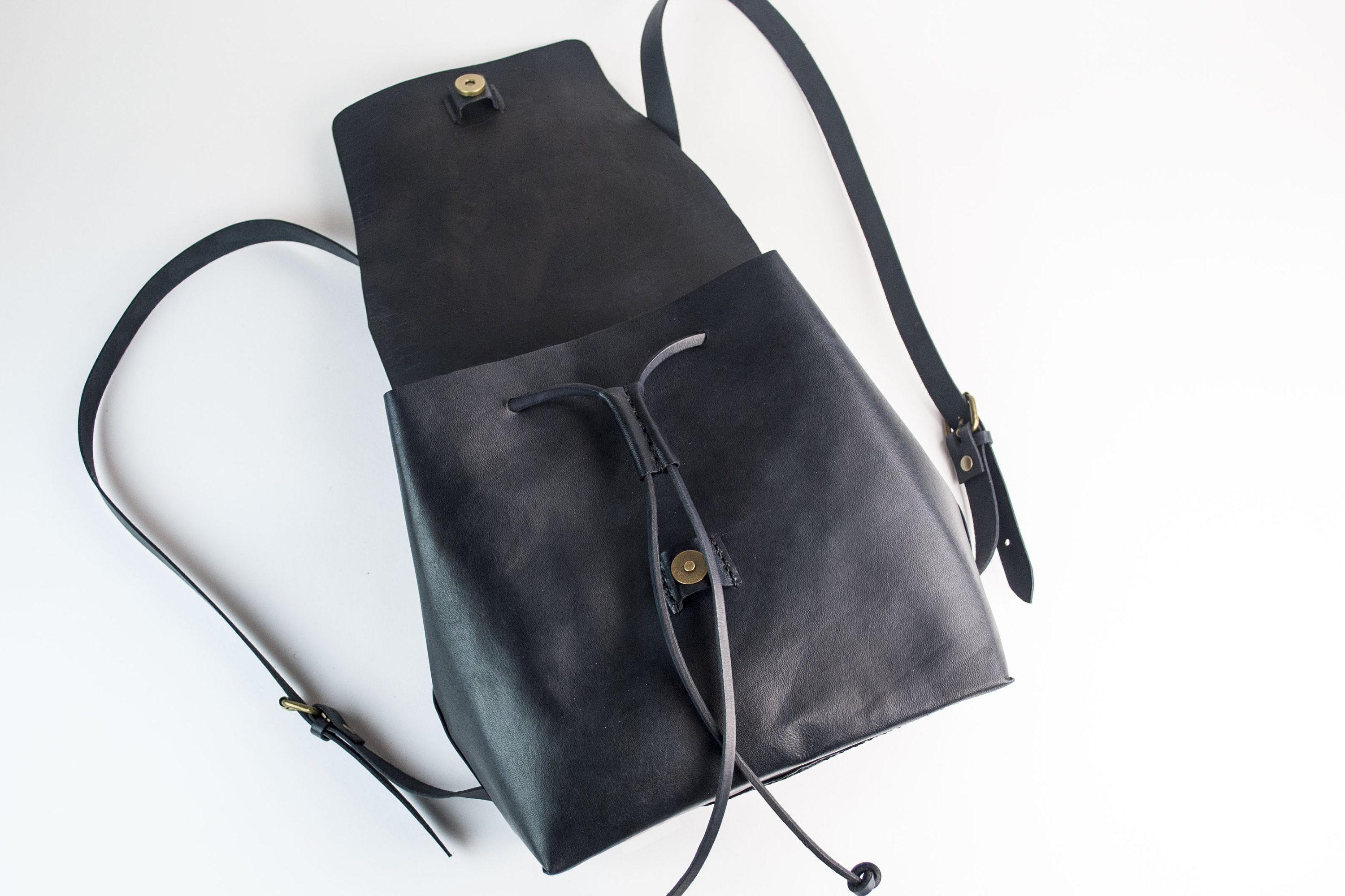 Black Leather Backpack, Small Leather Backpack, Minimalistic Backpack ...