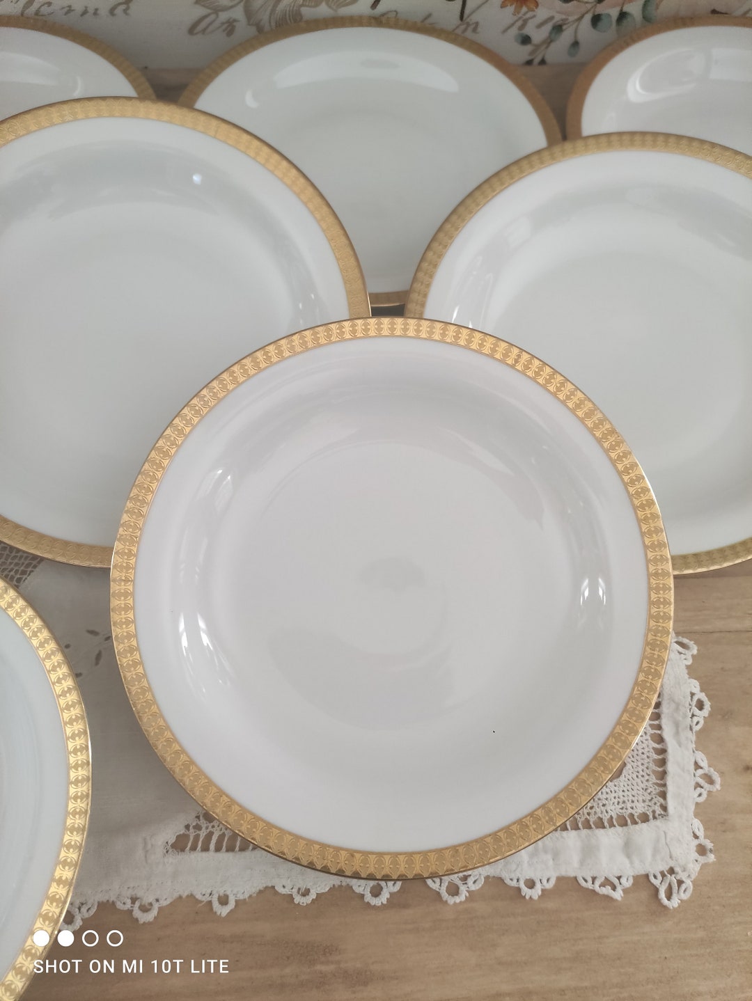 Set of 12 Soup Plates in White Porcelain Euro Porcelain Golden - Etsy