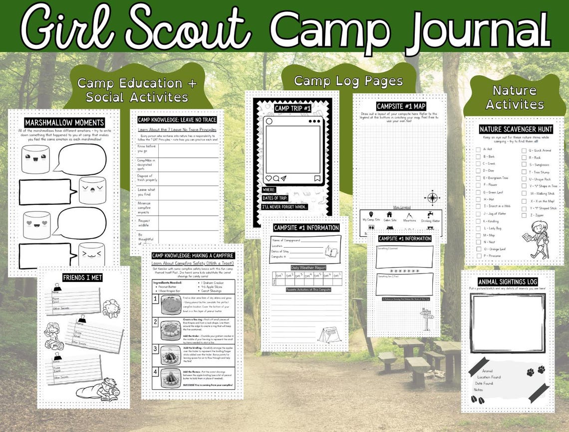 Girl Scout Camp Journal (printable PDF W/tons of Activities!) - Etsy