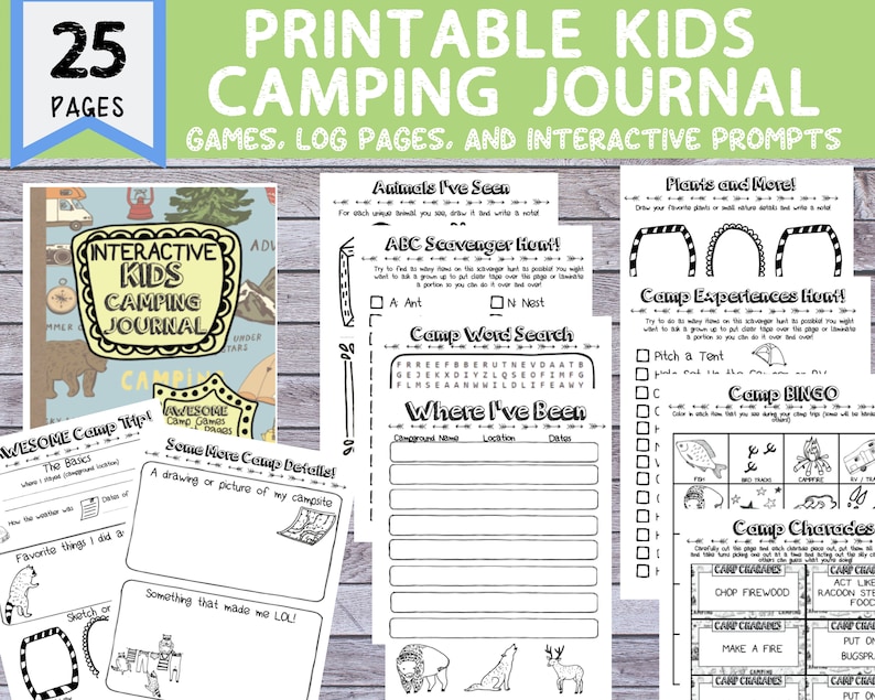 29 Page Printable Kids Camping Journal [printable PDF With Camp Games ...