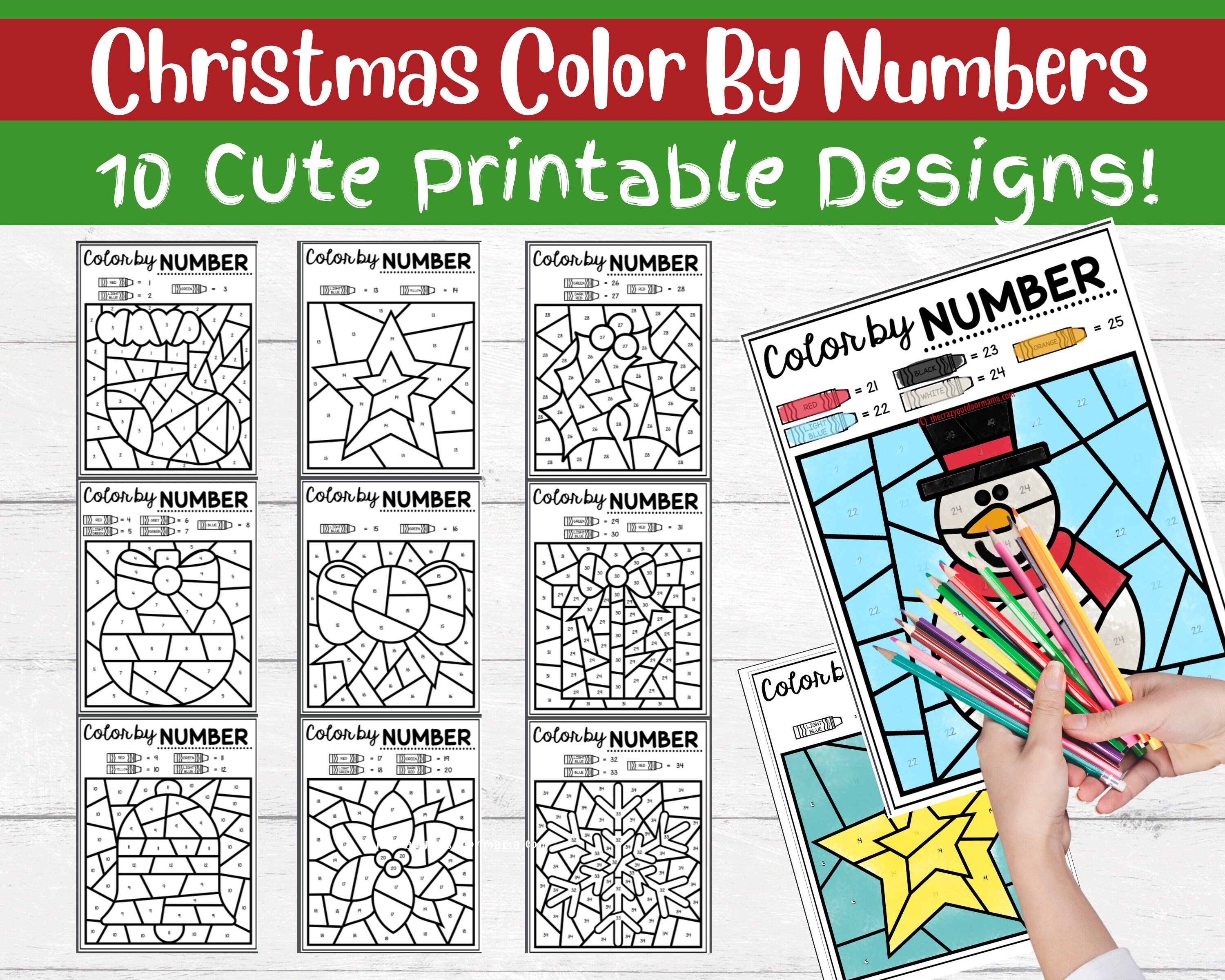 10 Adorable Color by Number Christmas / Holiday Themed Printables for ...