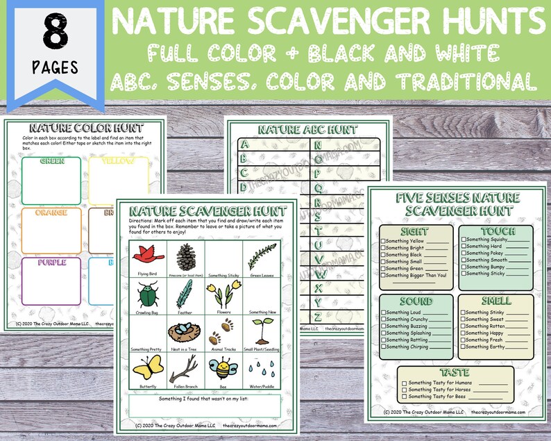 Nature Scavenger Hunts (ABC, Senses, Color and Traditional) [printable ...