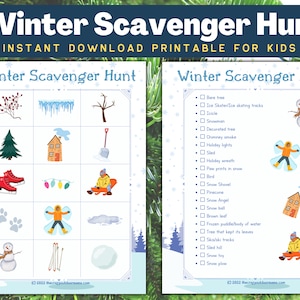 Cute Printable Winter Scavenger Hunt for Kids 5 Instant Download Winter ...
