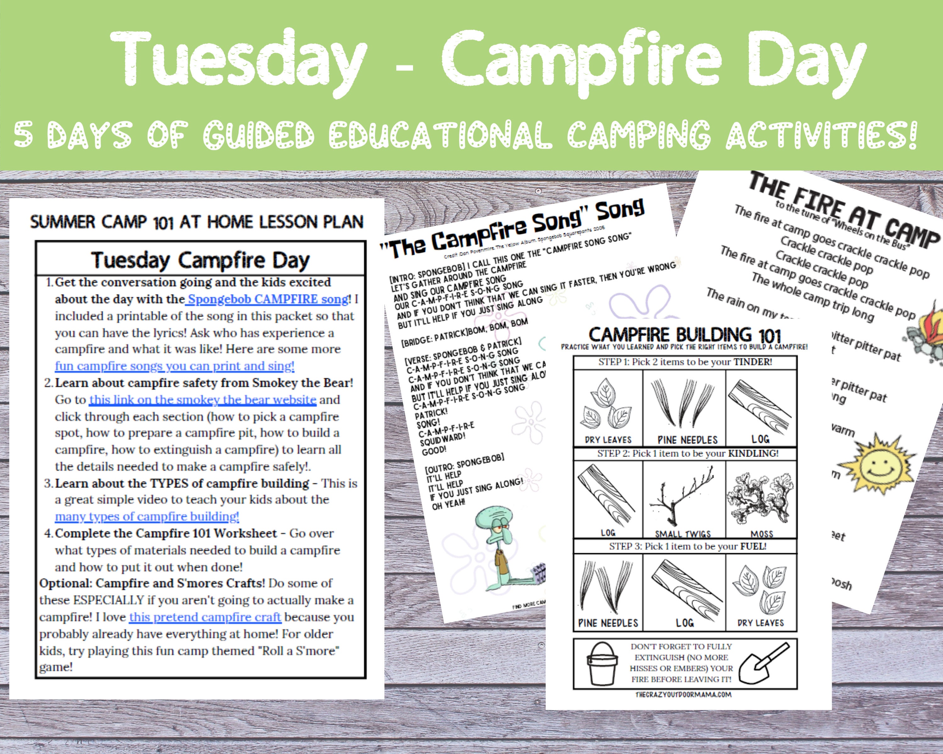 33 Page camping 101 DIY Summer Camp Printable 5 Days of Educational ...