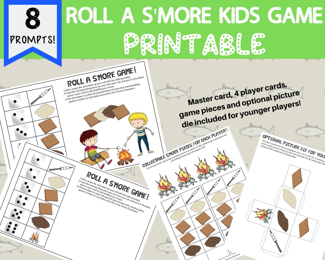 Printable "roll A S'more" Camping Game (camping Game for Kids, Summer ...