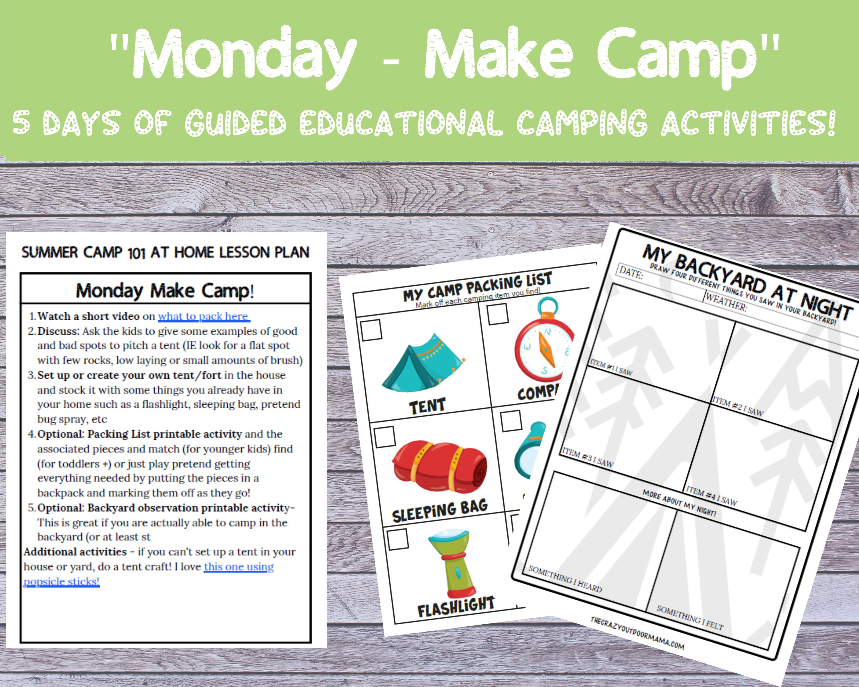 33 Page camping 101 DIY Summer Camp Printable 5 Days of Educational ...