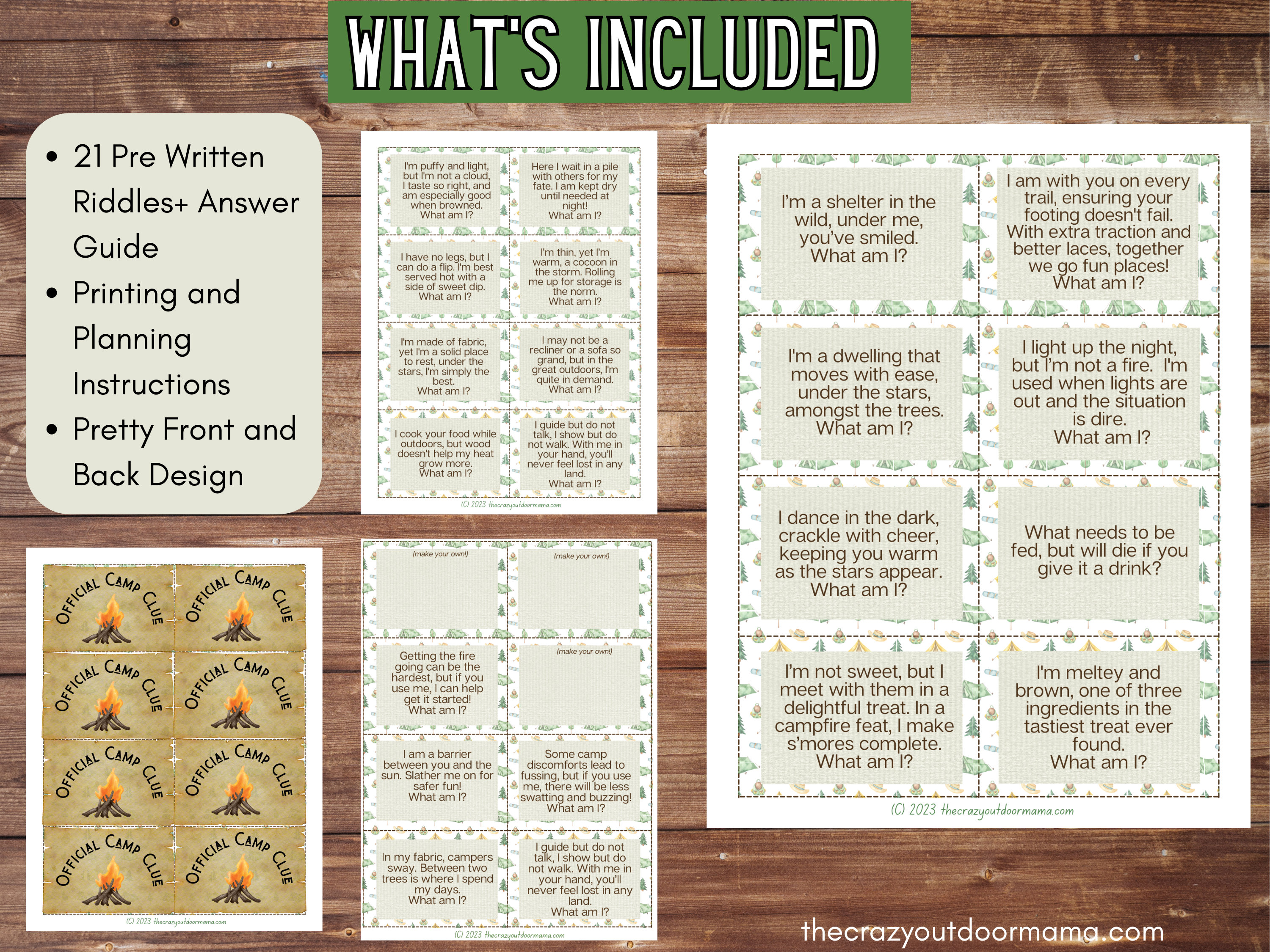 21 Camping Scavenger Hunt Riddles + Clues [printable Camping Party Game ...