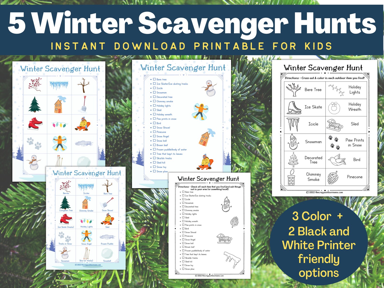 Cute Printable Winter Scavenger Hunt for Kids 5 Instant Download Winter ...