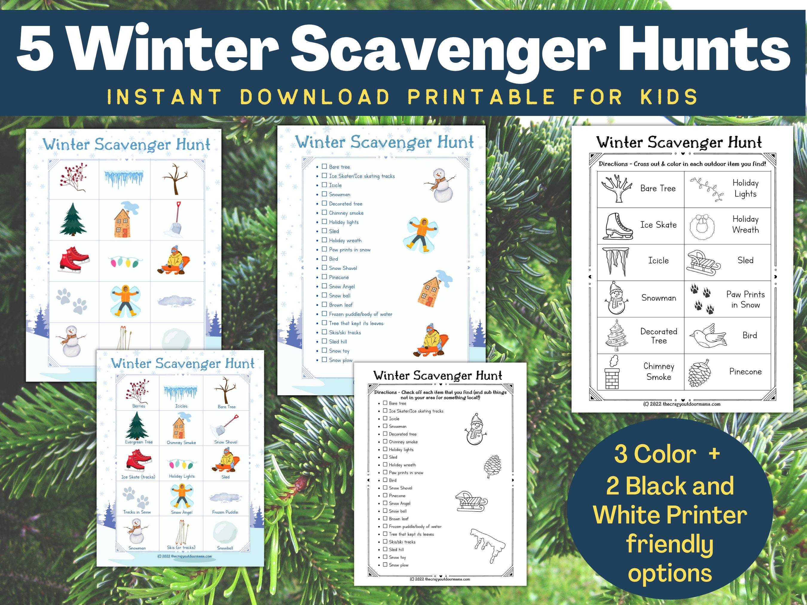Cute Printable Winter Scavenger Hunt for Kids - 5 Instant Download ...