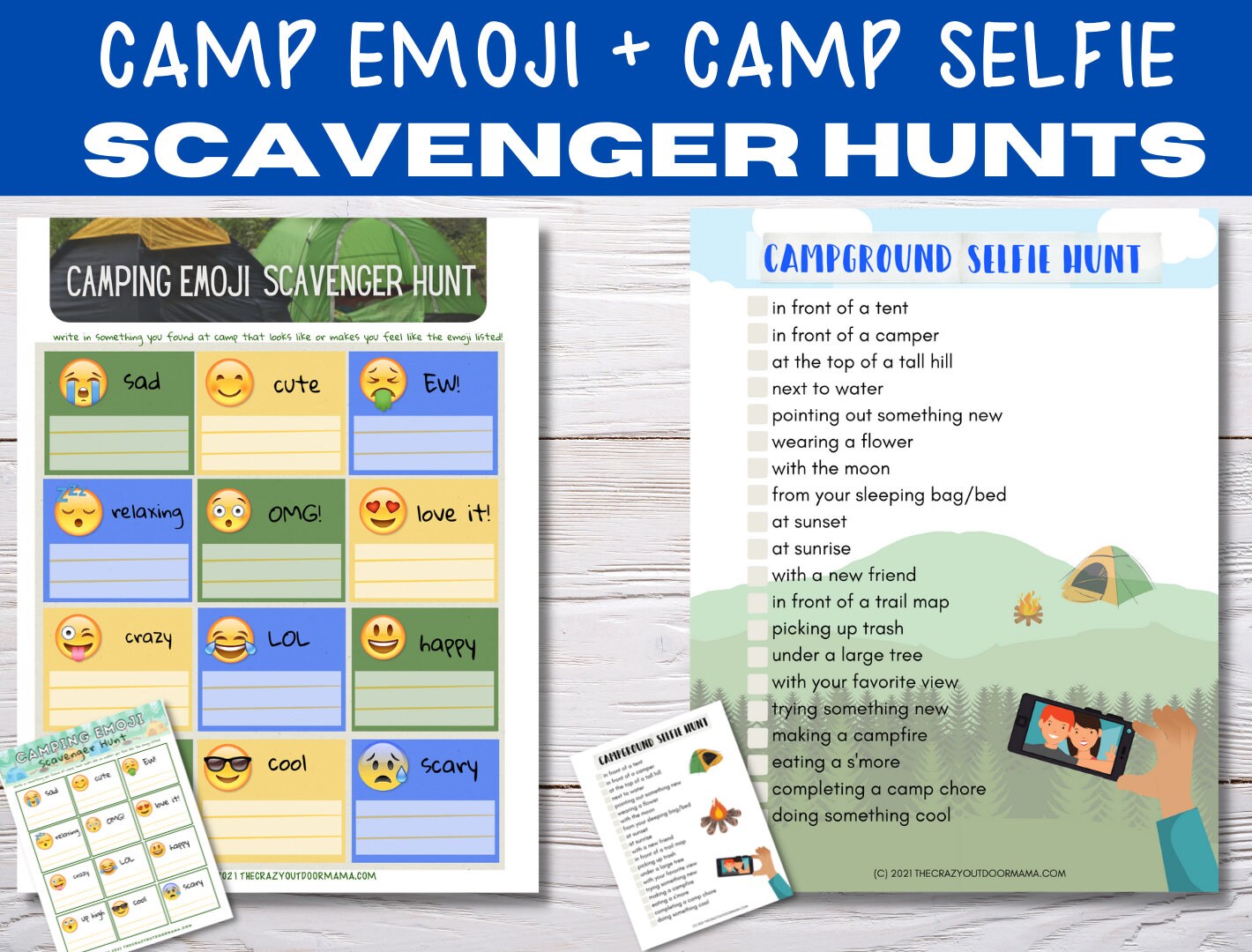 Printable Camping Games for Teens - Camp Selfie Scavenger Hunt + Emojis ...