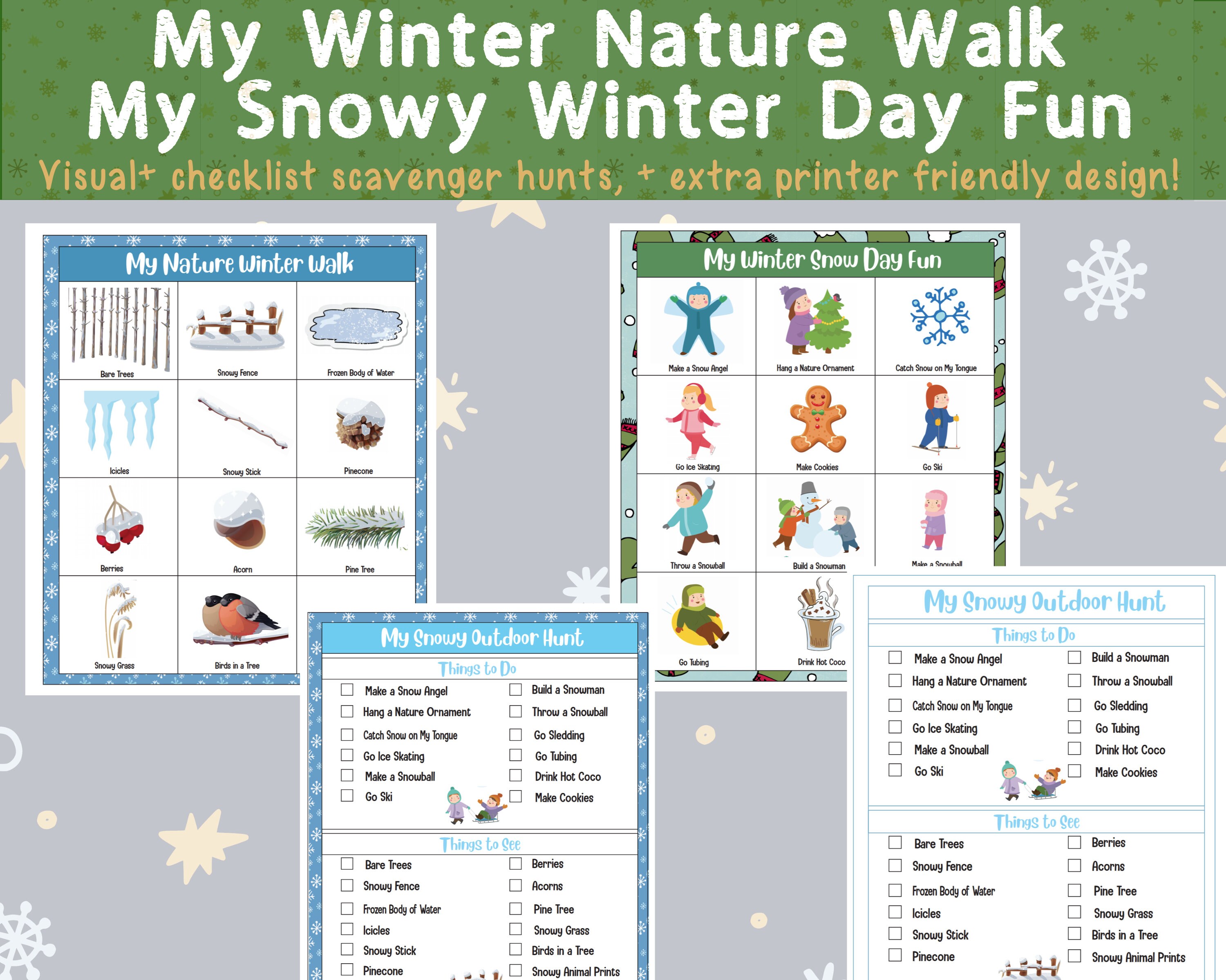 Cute Winter Nature Scavenger Hunts visual List and Christmas Scavenger ...