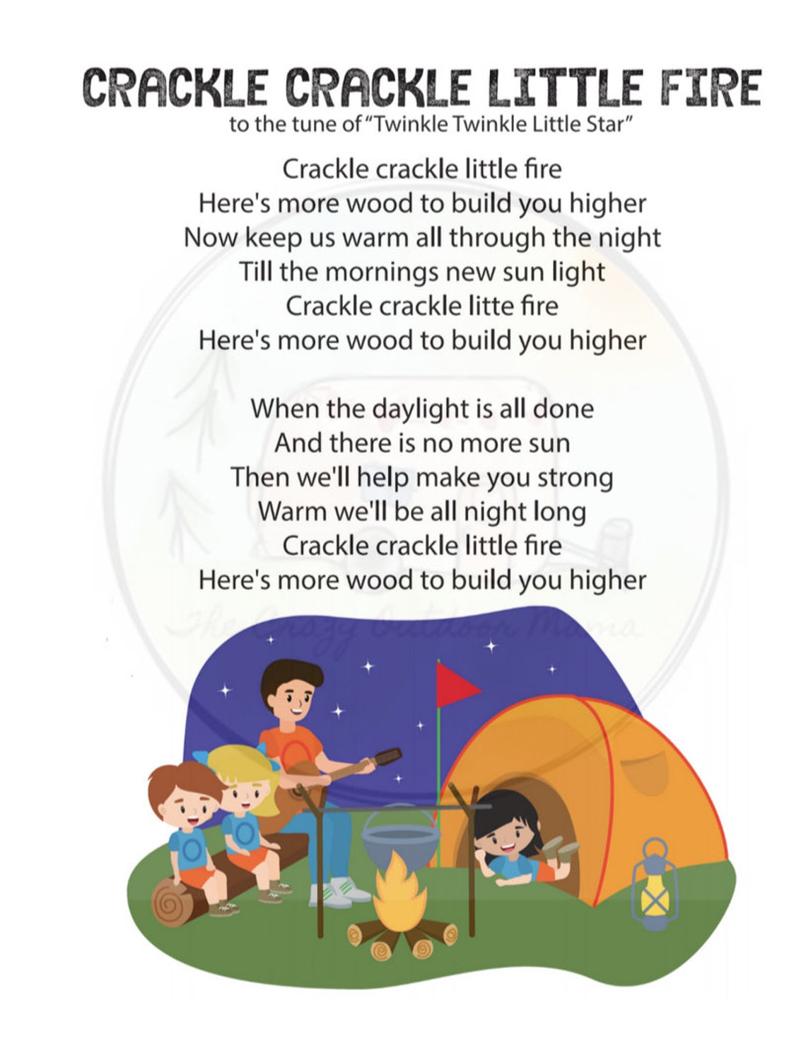 Seven Printable Kids Camp Songs - Etsy