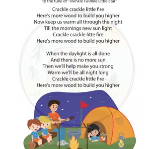 Seven Printable Kids Camp Songs - Etsy