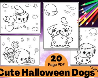 Halloween Dog Coloring Pages - Etsy