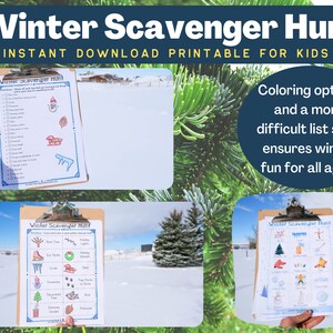 Cute Printable Winter Scavenger Hunt for Kids - 5 Instant Download ...