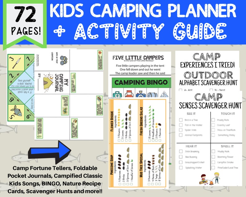 72 Page Kids Camping Planner and Activity printable Book - Etsy