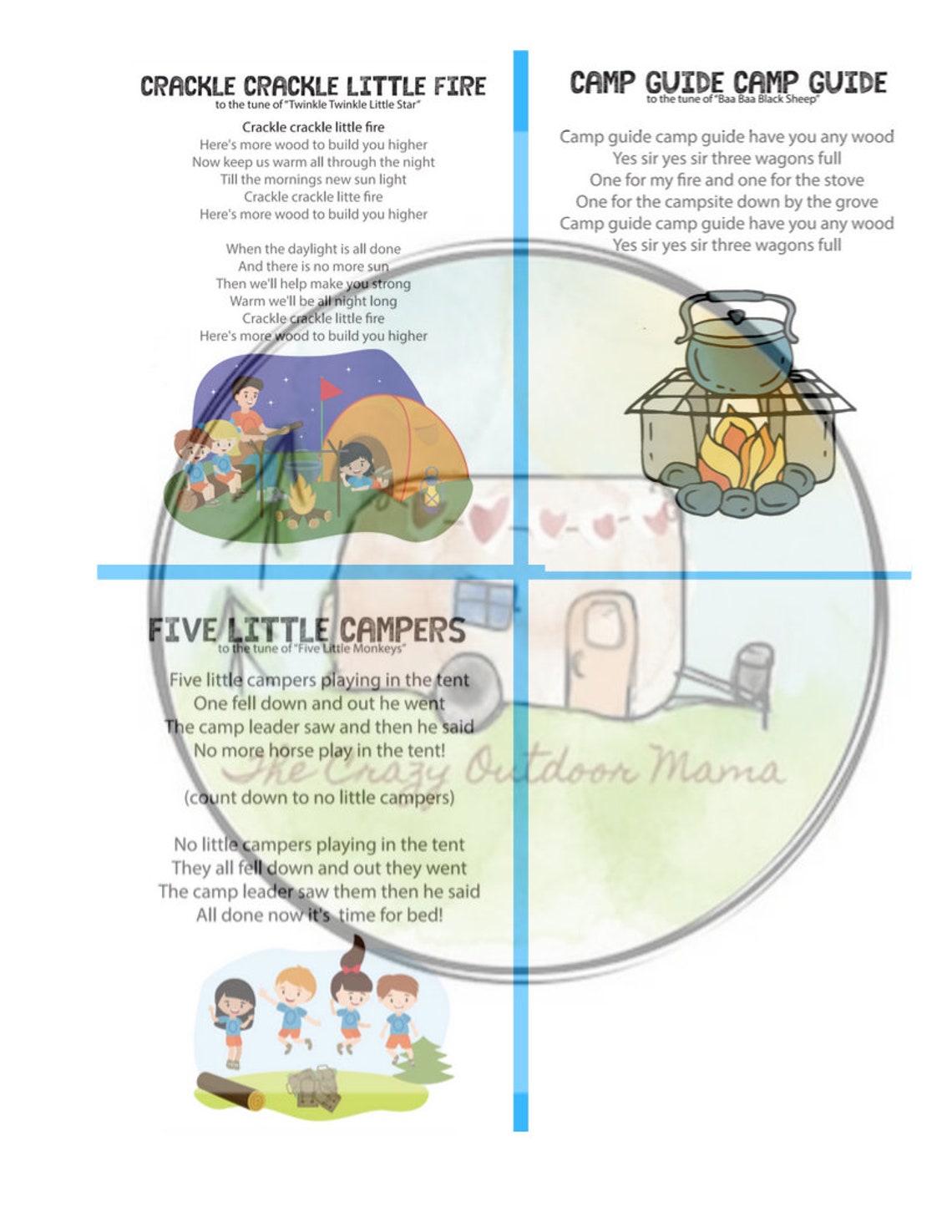 Seven Printable Kids Camp Songs - Etsy