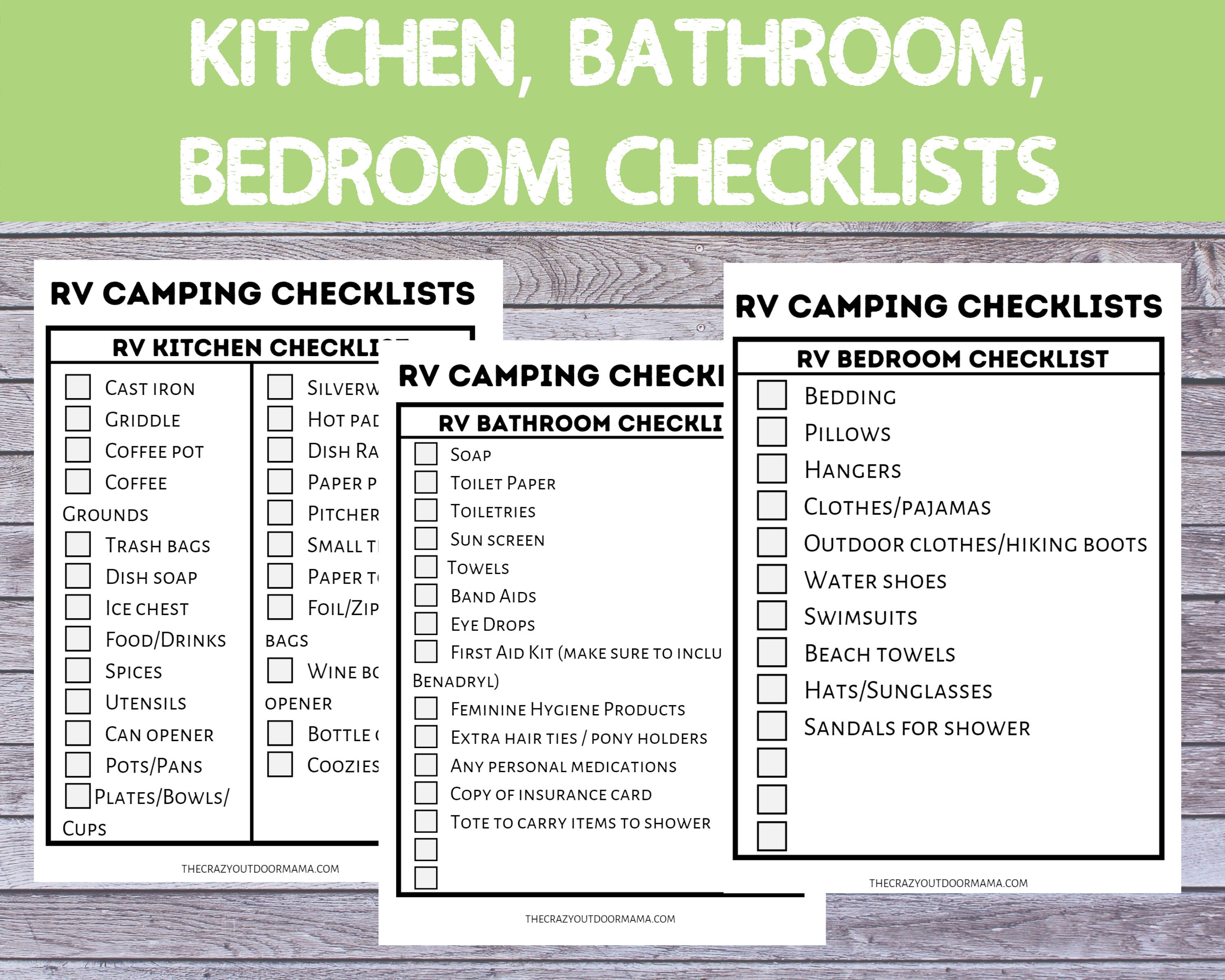 Complete Printable Set of 9 RV Checklists With 3 Cover Options [camper ...