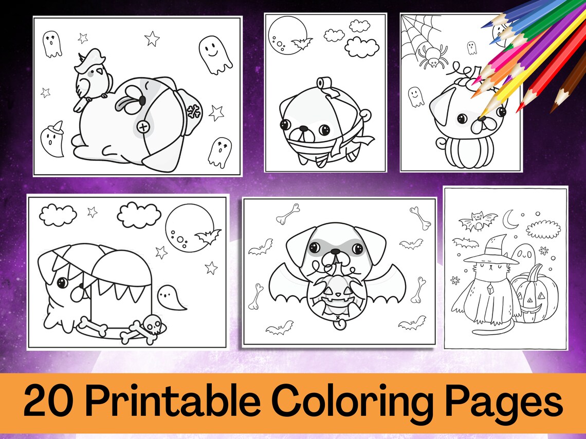 Cute Halloween Dog Coloring Pages and More for Kids, 20 Adorable Spooky ...