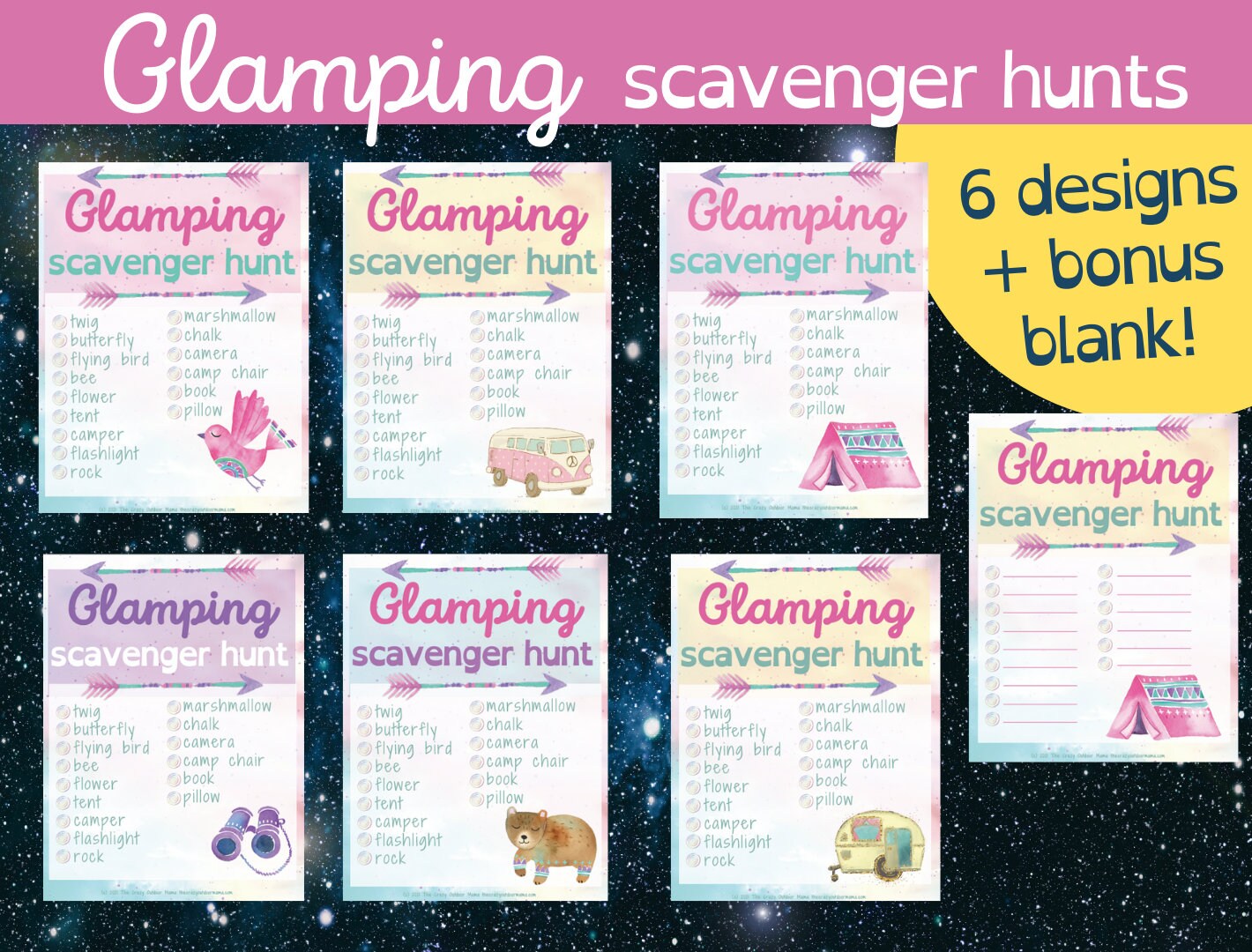 Glamping Scavenger Hunts for Kids perfect for Summer Camp, Glamping ...