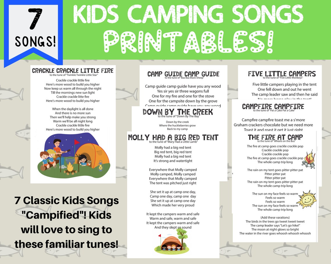Seven Printable Kids Camp Songs - Etsy