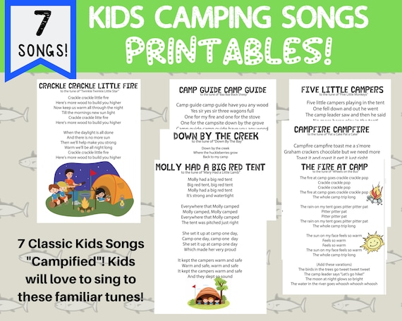 Seven Printable Kids Camp Songs | Etsy