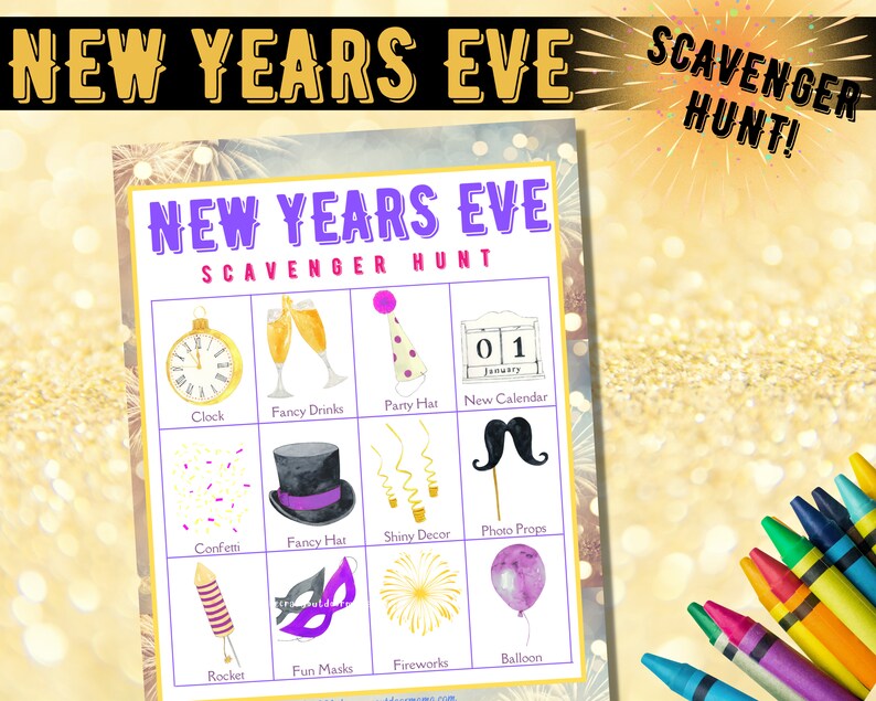 New Years Eve Scavenger Hunt for Kids printable PDF New - Etsy