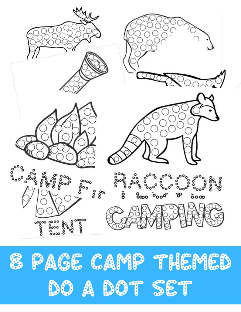 8 Page Camp / Woodland Animal Themed Do A Dot Set - Etsy