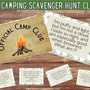 21 Camping Scavenger Hunt Riddles + Clues [printable Camping Party Game ...