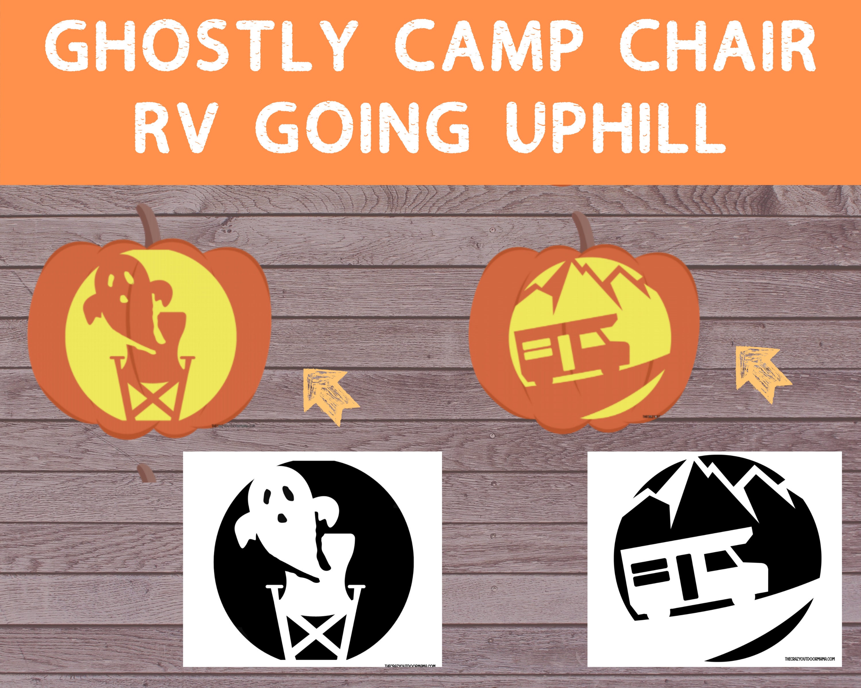 7 Halloween Themed Camping Pumpkin Carving Templates [printable PDF ...