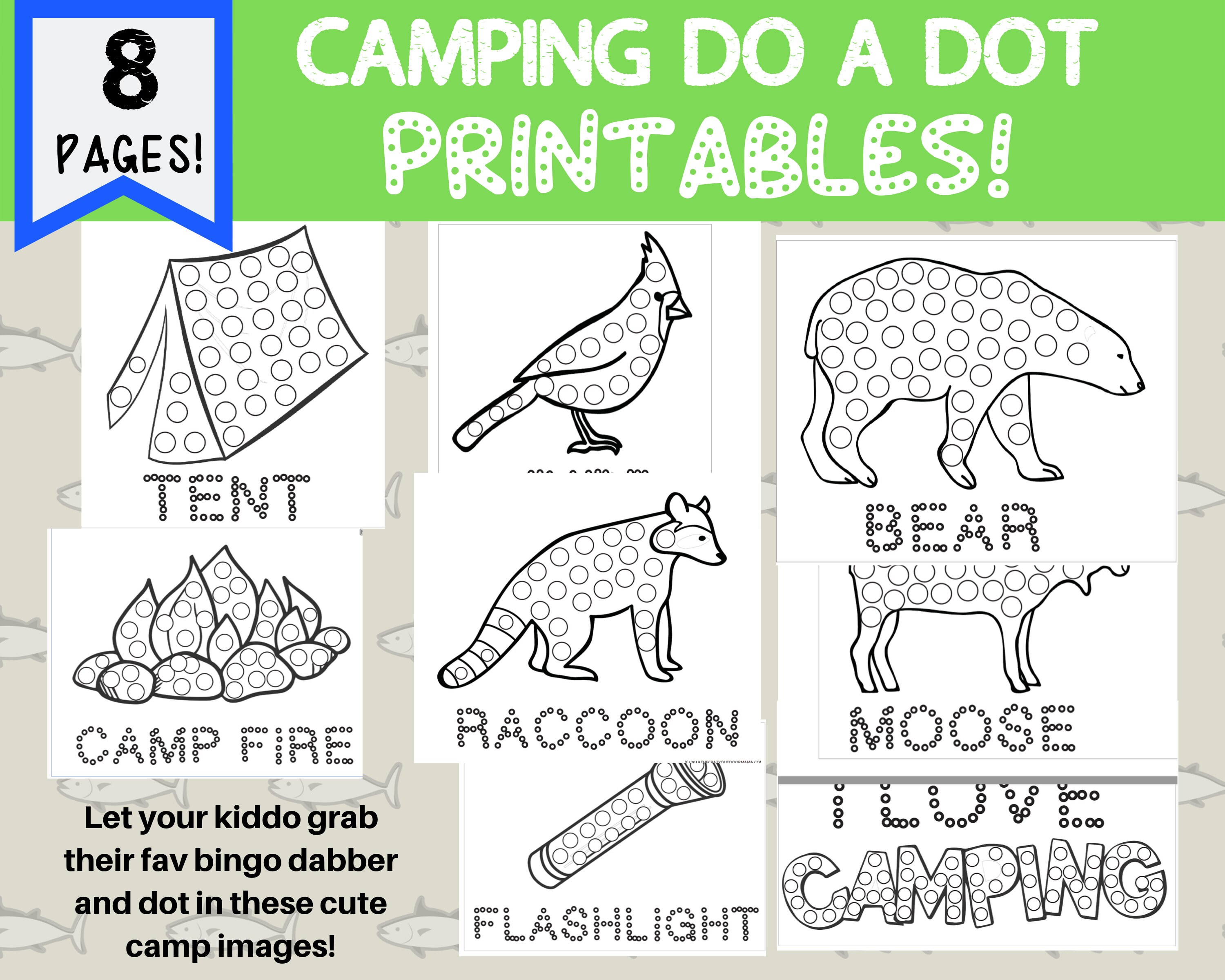 8 Page Camp / Woodland Animal Themed Do A Dot Set - Etsy