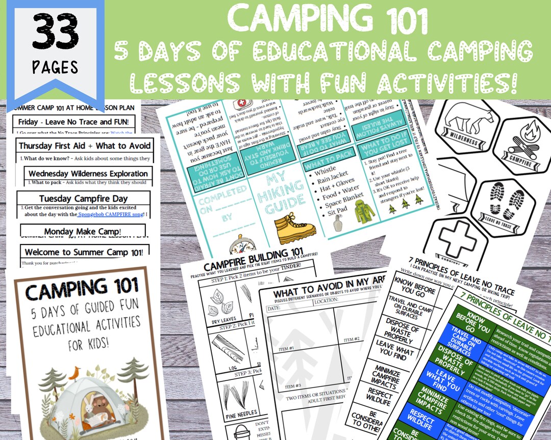 33 Page "camping 101" DIY Summer Camp Printable (5 Days of Educational ...