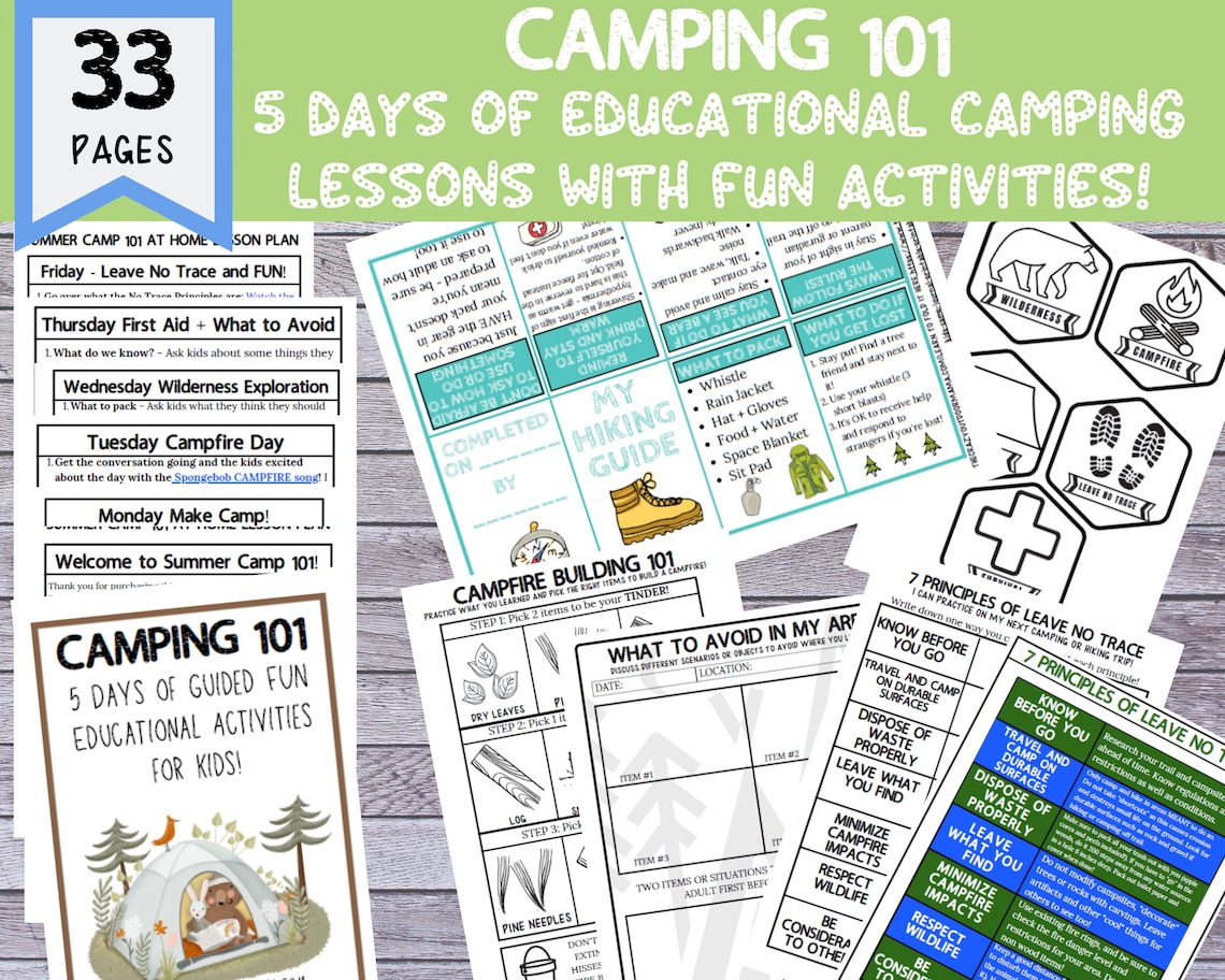 33 Page "camping 101" DIY Summer Camp Printable (5 Days of Educational ...