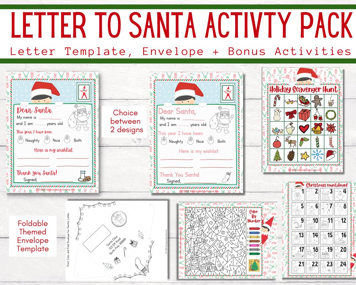 Adorable Elf Themed Letter to Santa Activity Pack envelope Template ...