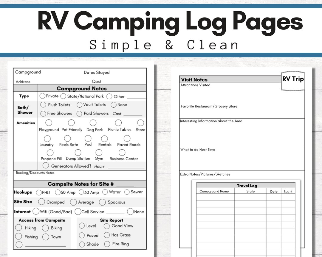 Simple RV Campground Logs [clean Design Includes Amenities, Cost ...
