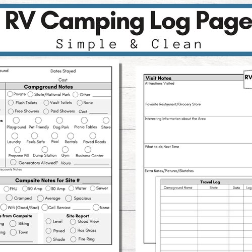 Simple RV Campground Logs clean Design Includes Amenities | Etsy
