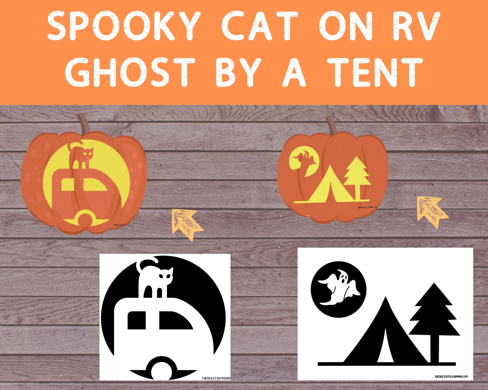 7 Halloween Themed Camping Pumpkin Carving Templates [printable PDF ...