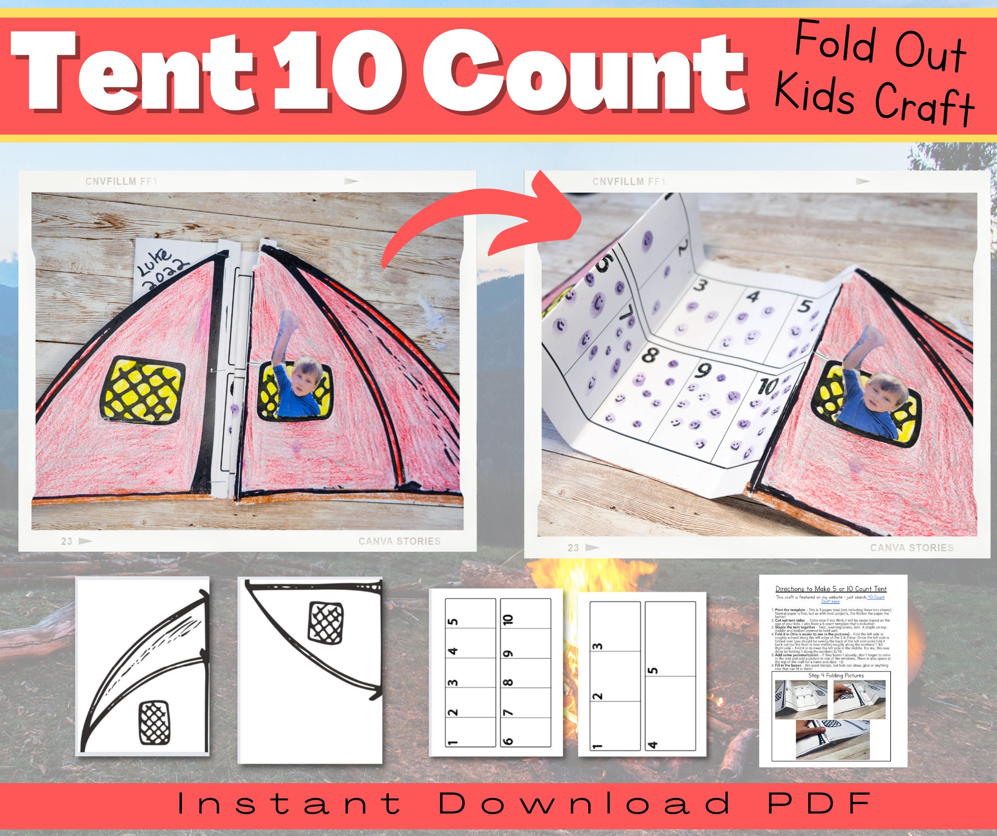 10 Count Fold Out Tent Craft for Kids - Perfect for Camp Week, Summer ...