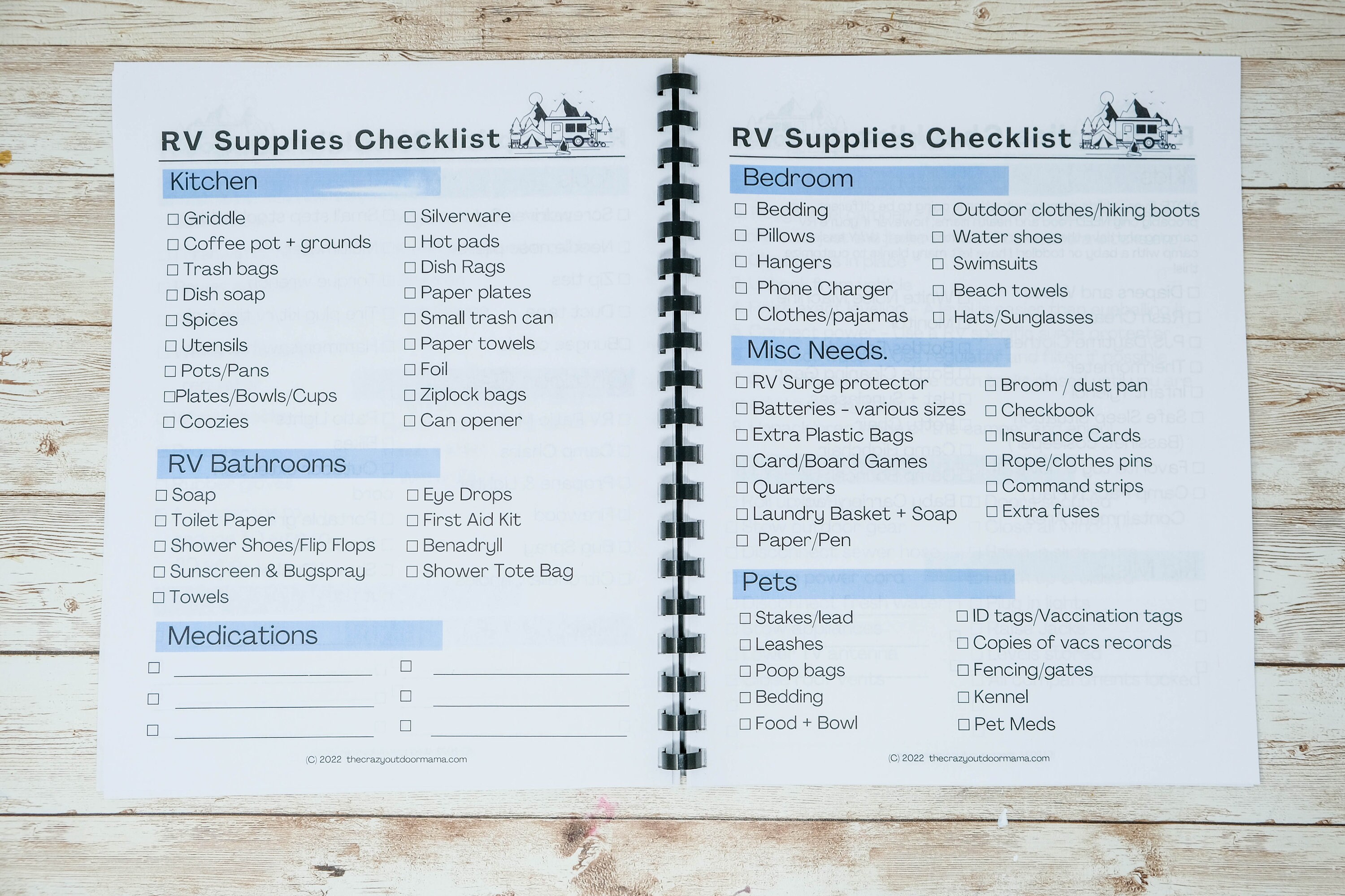 Custom Bound Camp Journal Creator | RV Journal Checklist Printables ...