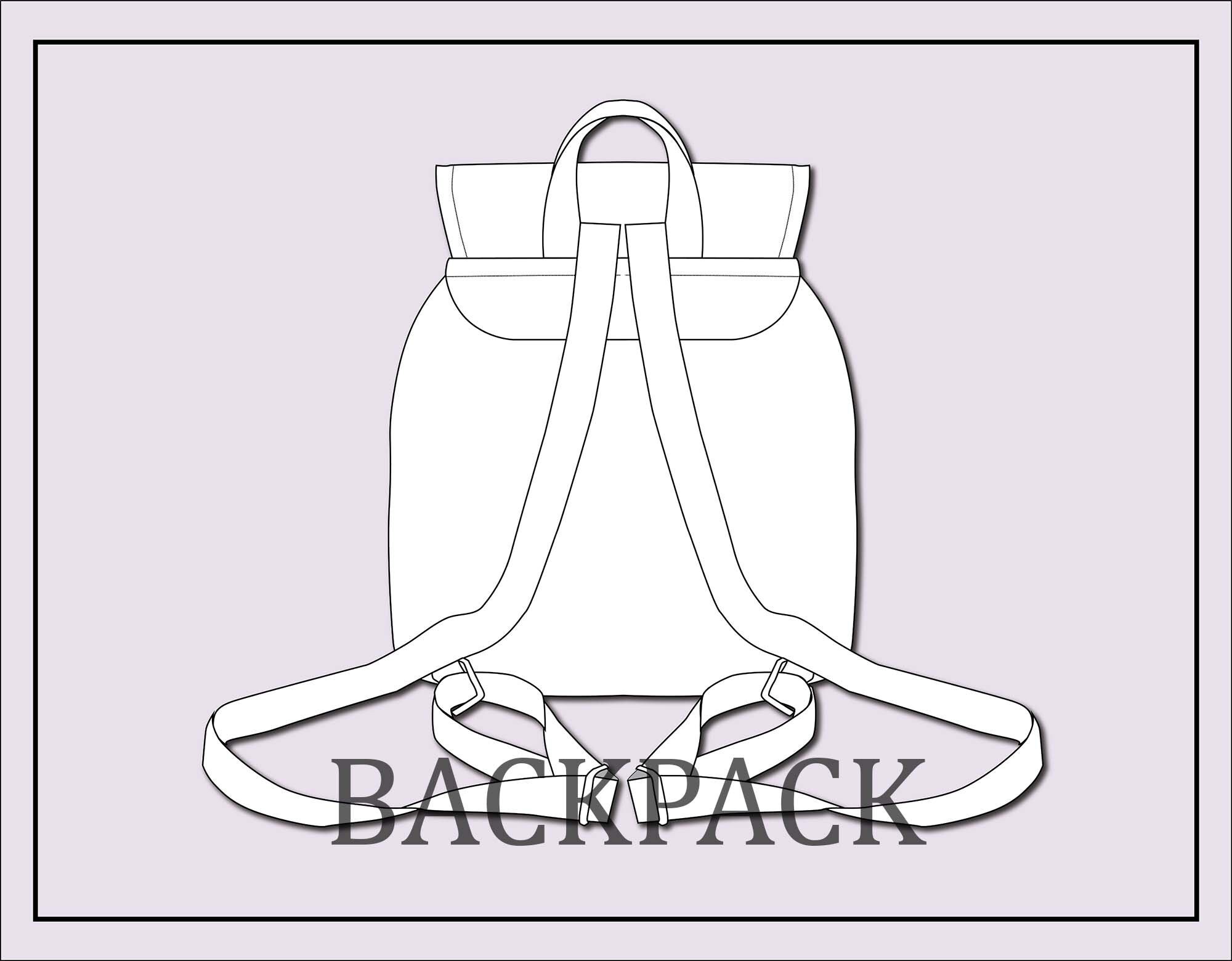 Backpack Vector- Backpack Fashion Flat Sketch for Adobe Illustrator ...