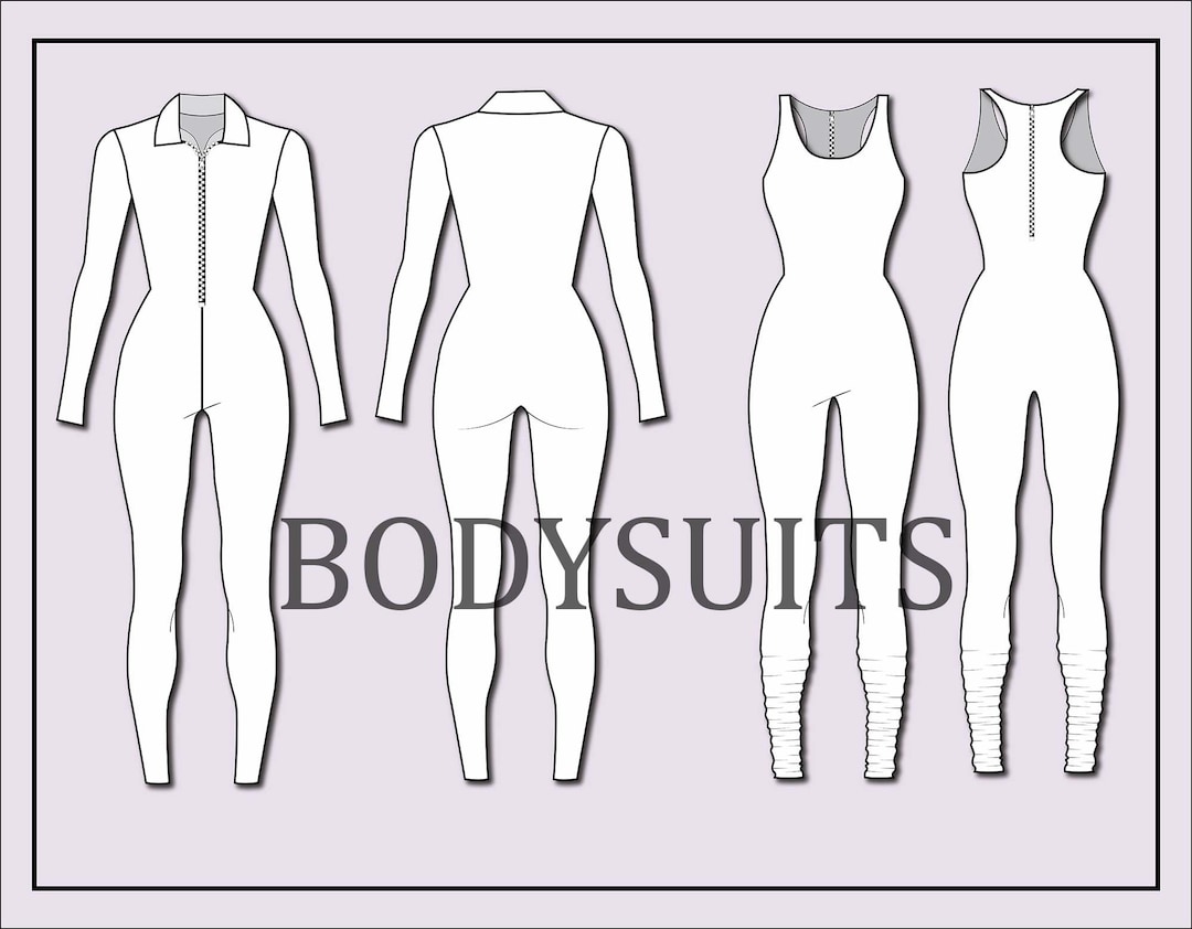 Buy Bodysuits Vector-jumpsuits Vector-fashion Flat Sketch for Adobe ...