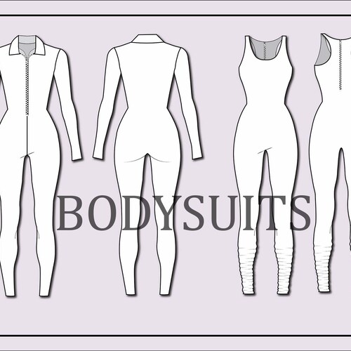 Bodysuits Vector-jumpsuits Vector-fashion Flat Sketch for - Etsy