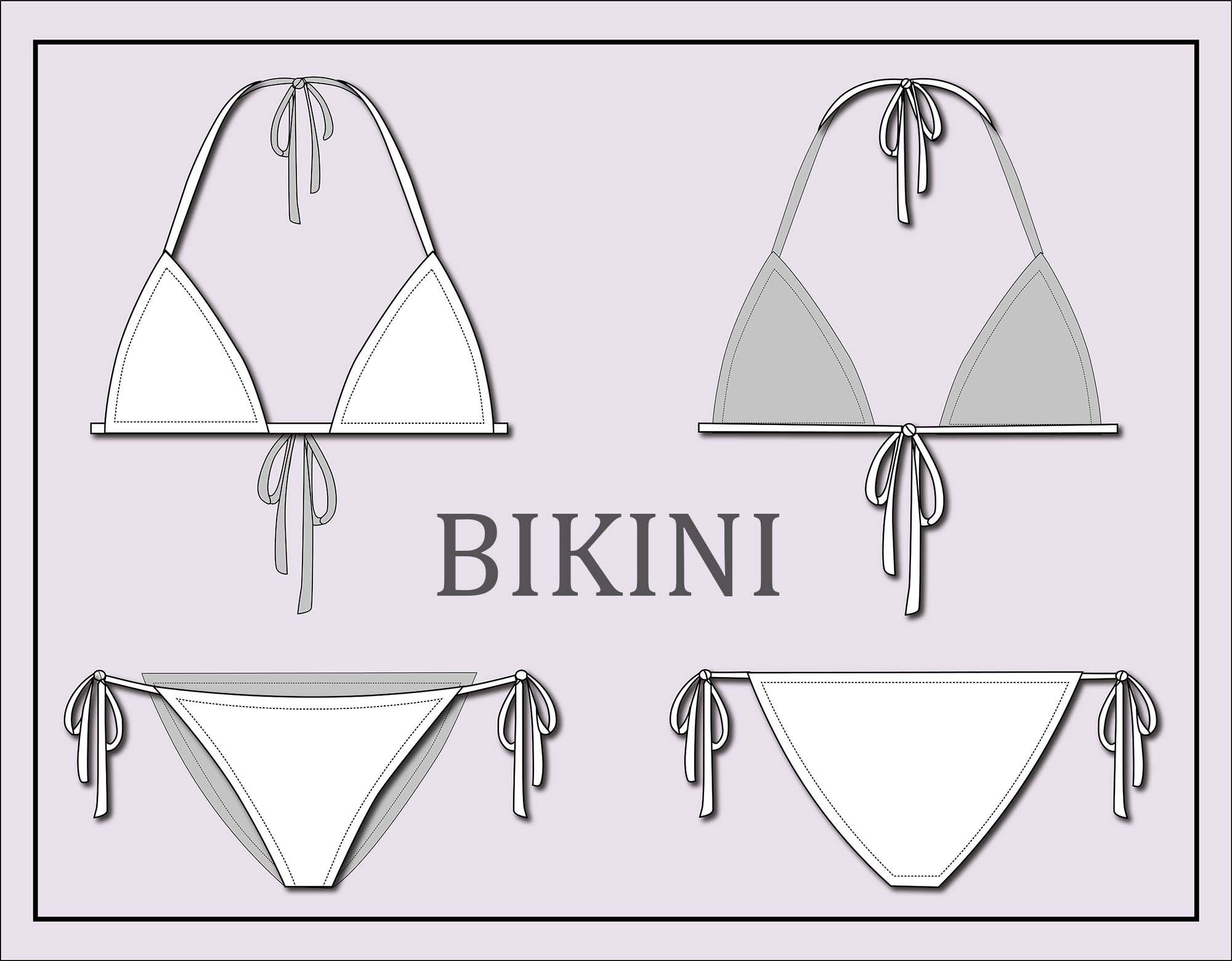 Bikini Vector swimsuit Vector fashion Flat Sketch For Adobe 