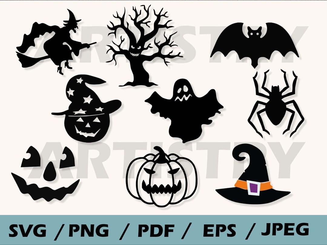 Halloween Clipart SVG Bundle: Witch, Ghost, Pumpkin (digital Download ...