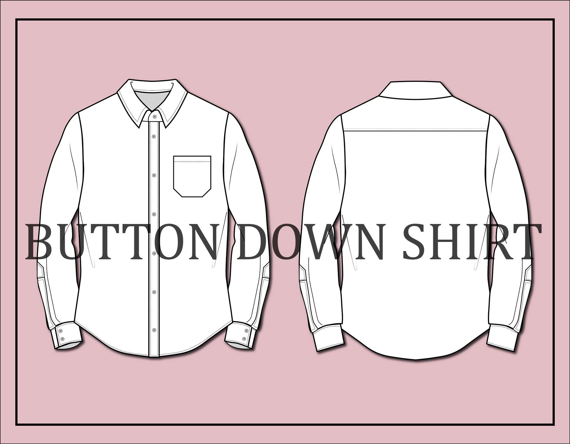 Button Down Shirt Vector-shirt Vector -fashion Flat Sketch for Adobe ...