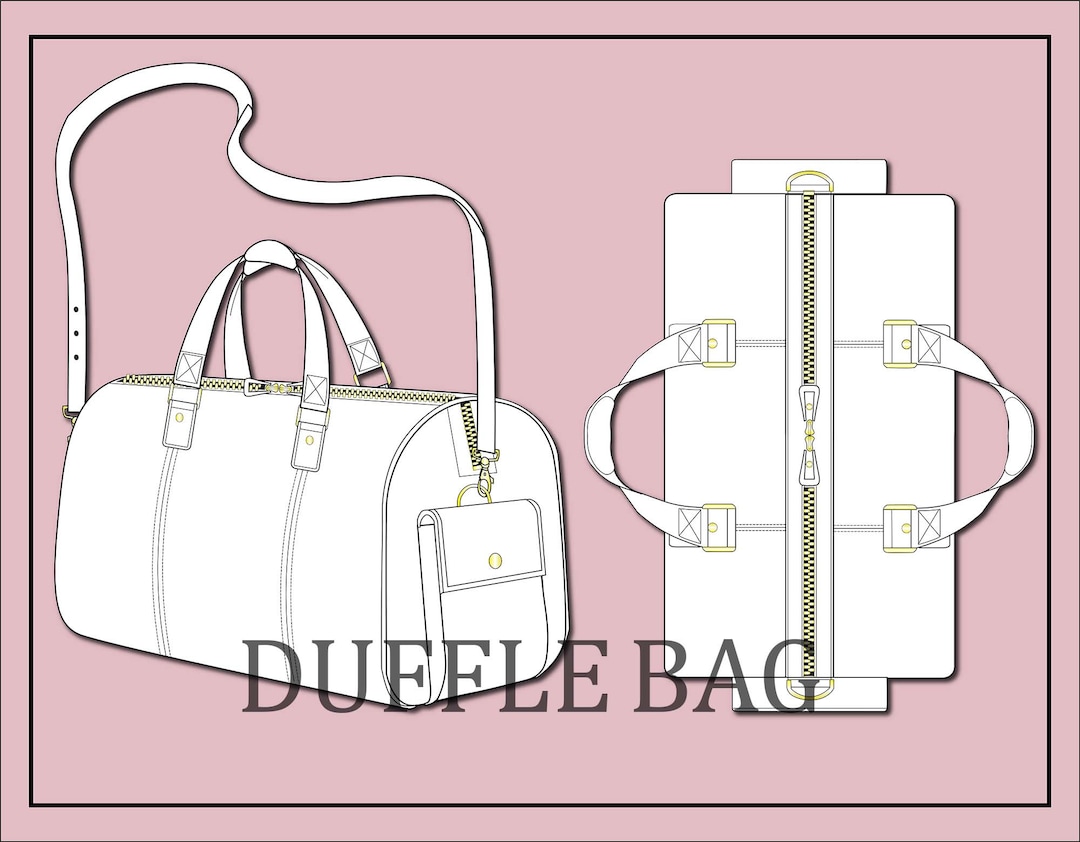 Duffle Bag Vector- Bag Vector-fashion Flat Sketch for Adobe Illustrator ...