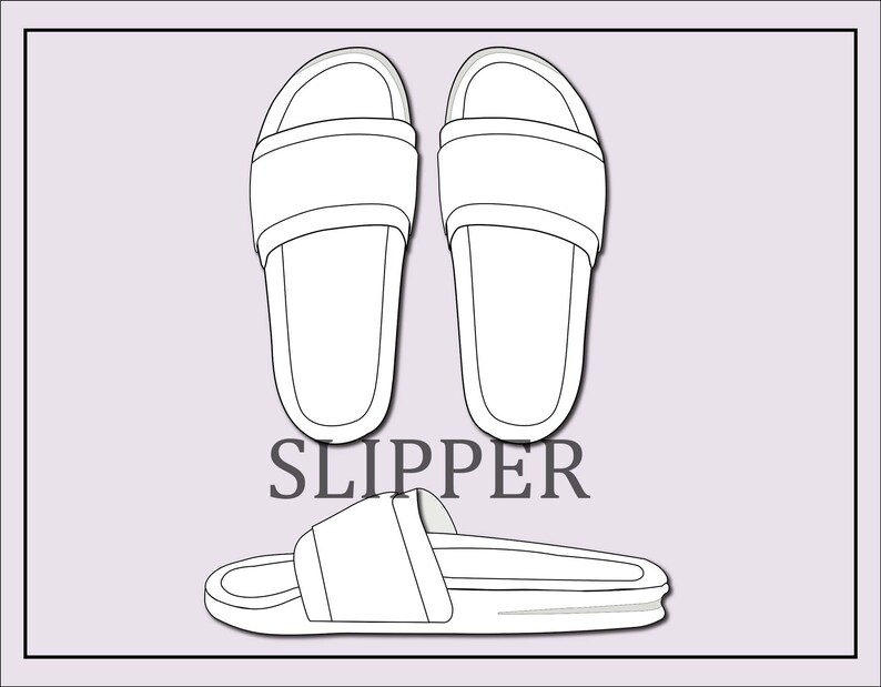 Slipper Vector - Slipper Fashion Flat Sketch for Adobe Illustrator ...