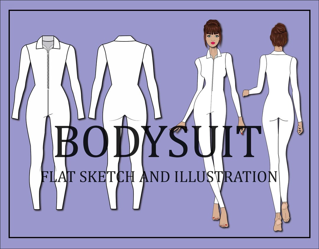 Bodysuit Vector-jumpsuit Vector-fashion Flat Sketch for Adobe ...